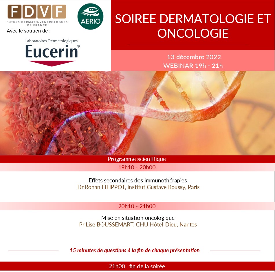 Webinar Onco-Dermatologie n°2 FDVF/AERIO le 13 décembre 2022 ! – FDVF