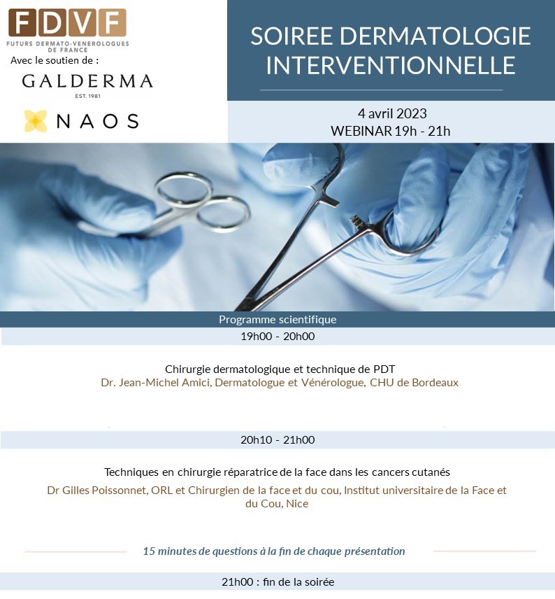Webinar Dermatologie Interventionnelle FDVF le 4 avril 2023 ! – FDVF